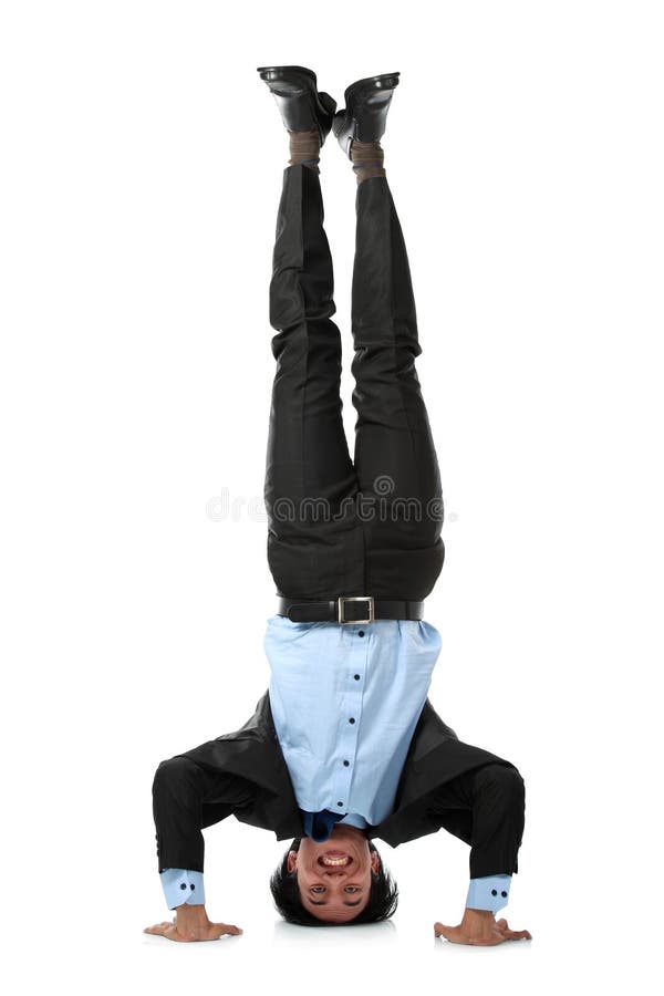 Business Man Doing Handstand Stock Image - Image of full, adult: 25569913