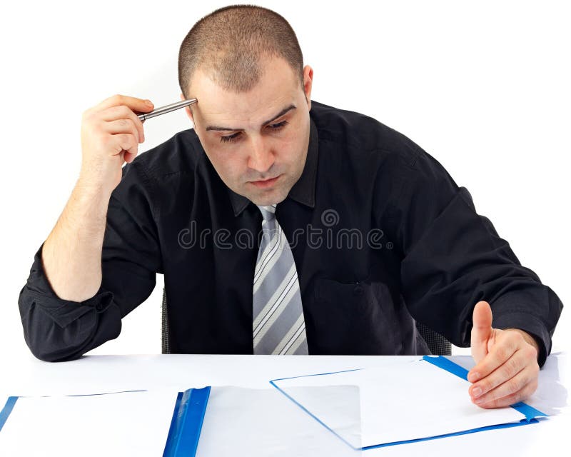 Business Man Doing Hard Work at Office Stock Image - Image of ...