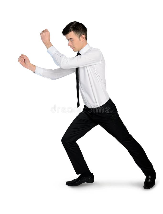 Business Man Drag Something Stock Photo - Image of isolated, control ...