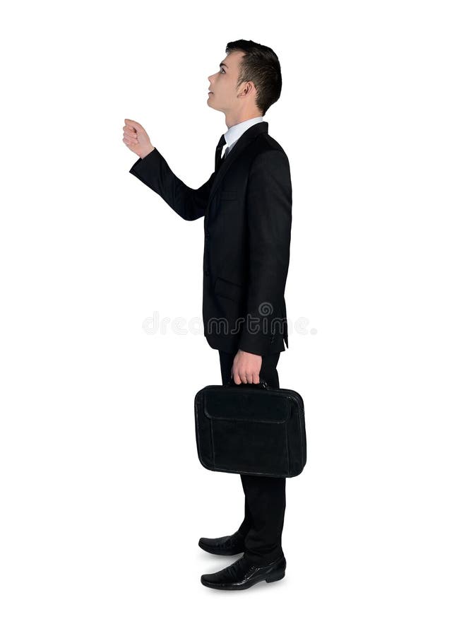 Business Man Drag Something Stock Photo - Image of isolated, control ...