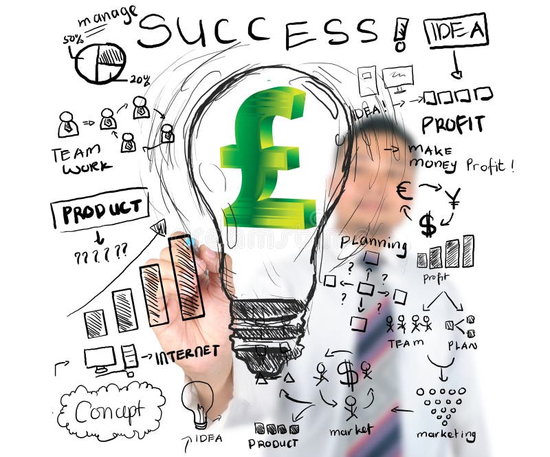 Business Man Drawing Business Finance Stock Image - Image of black ...