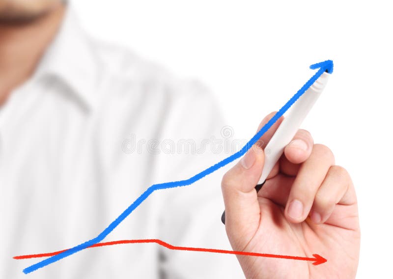 Business man drawing graph stock illustration. Illustration of fingers ...