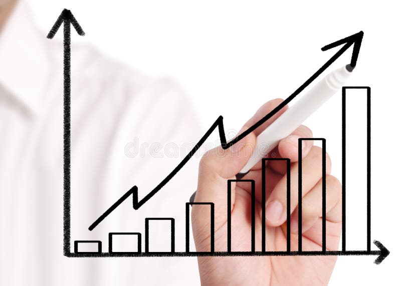 Business man drawing graph stock photo. Image of diagram - 38590820