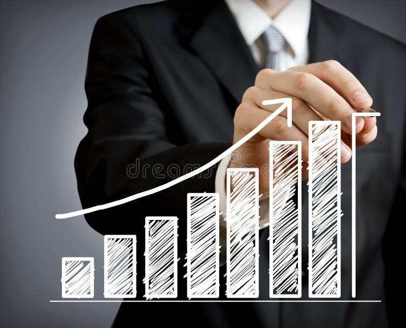 Business Man Drawing a Growing Graph Stock Photo - Image of diagram ...