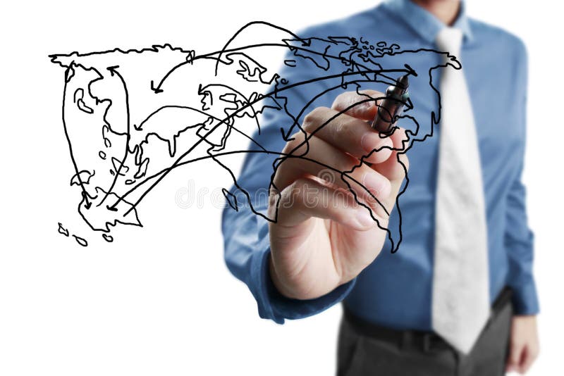 Business Man Drawing Social Network Stock Photo - Image of ...