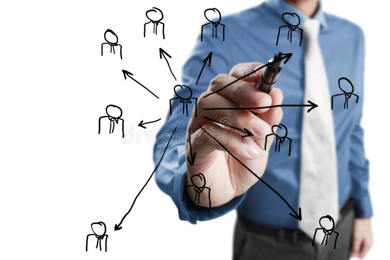 Business Man Drawing Social Network Stock Illustration - Illustration ...