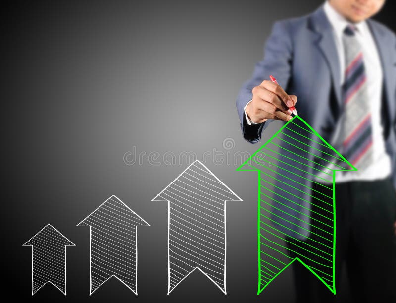Business Man Drawing Up Arrow Stock Image - Image of financial, line ...