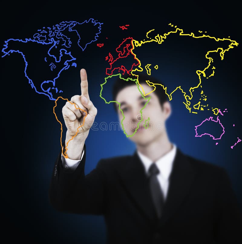 Business Man with World Map Graph Stock Image - Image of corporate ...