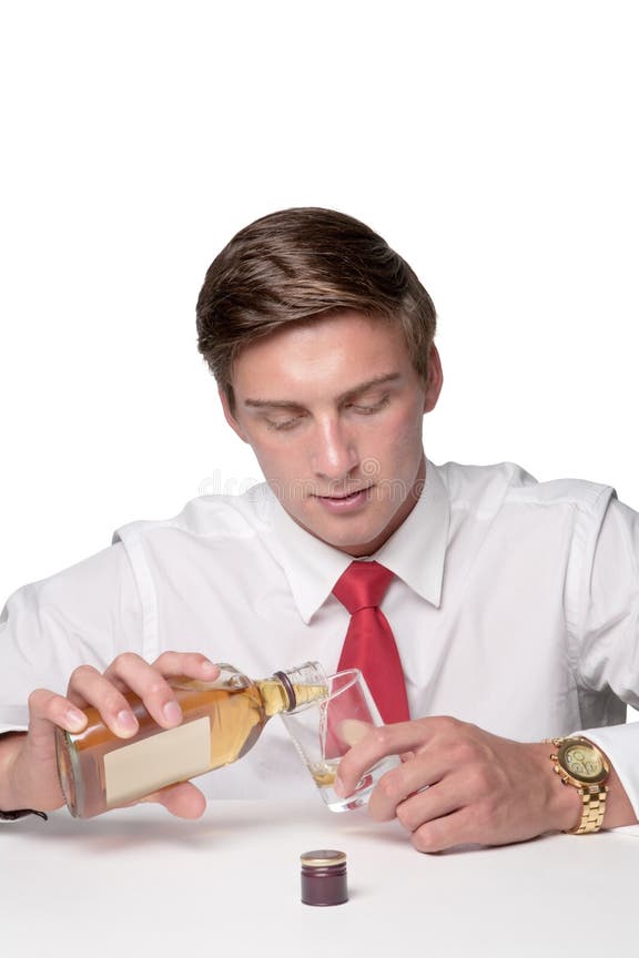 Business Man Drinking Alcohol at Work Stock Photo - Image of alcoholism ...