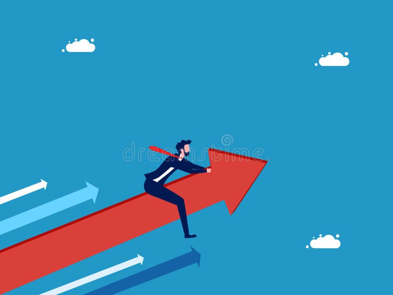 Business Man Drives Business To Grow Up Arrow Stock Vector ...