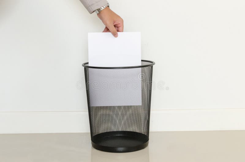Business Man Drop a Useless Paper in To the Trash Stock Photo - Image ...