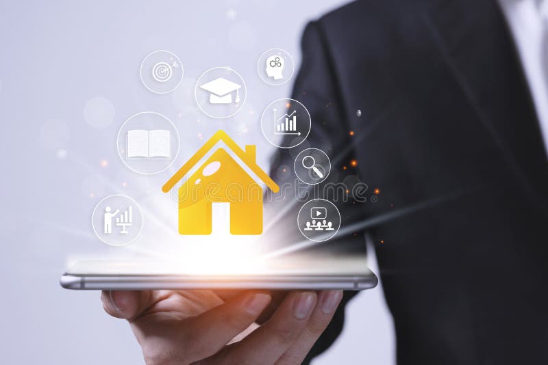 Business Man, E-learning Online in the Digital Age Knowledge Education ...