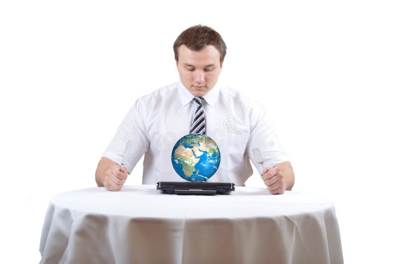 Business man and Earth stock photo. Image of global, australia - 13675280