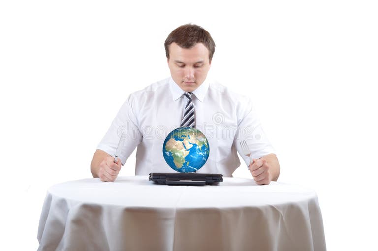 Business man and Earth stock photo. Image of global, australia - 13675280
