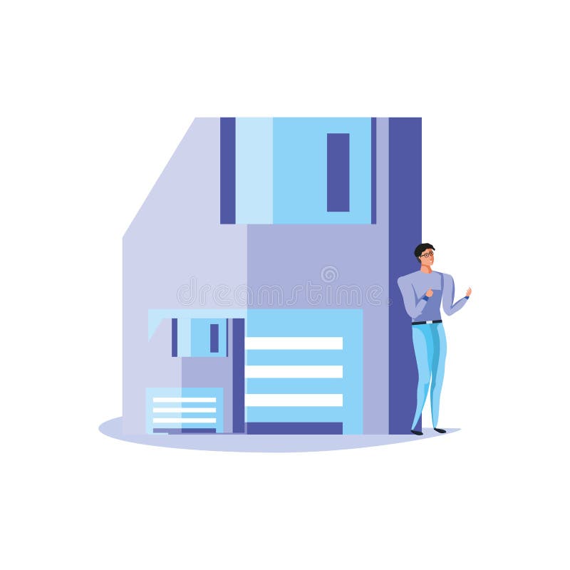 Business Man Elegant with Floppy Disk Stock Illustration - Illustration ...