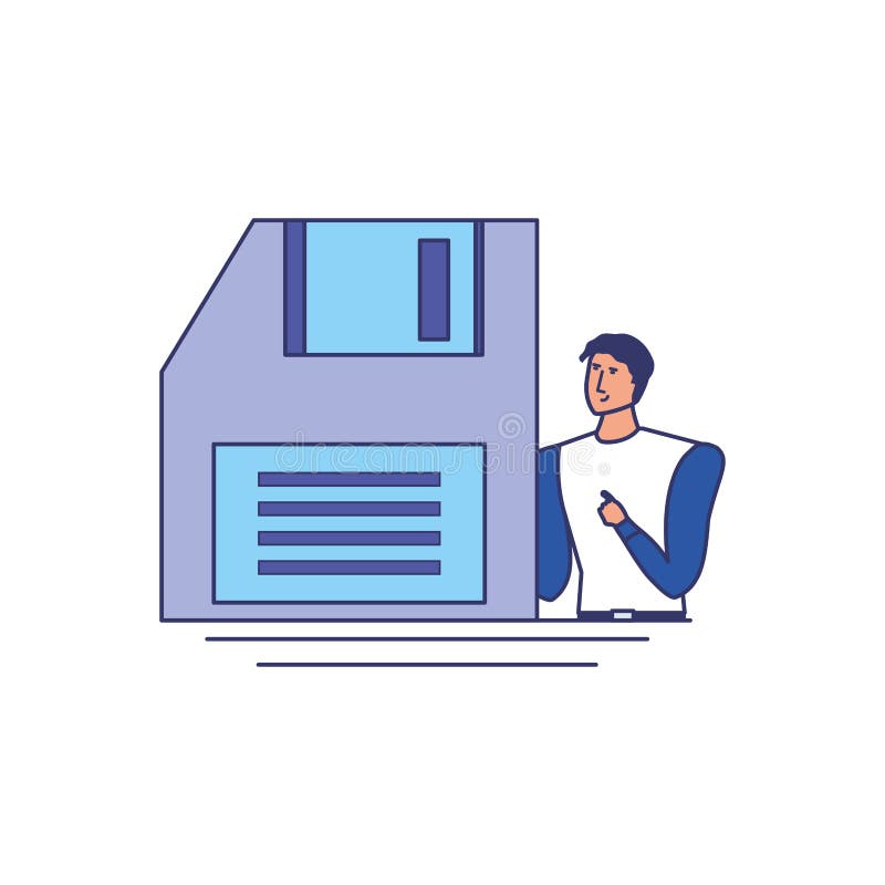 Business Man Elegant with Floppy Disk Stock Illustration - Illustration ...