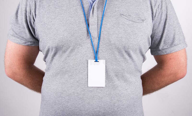 Business Man with Employee Badge Stock Photo - Image of text, lanyard ...