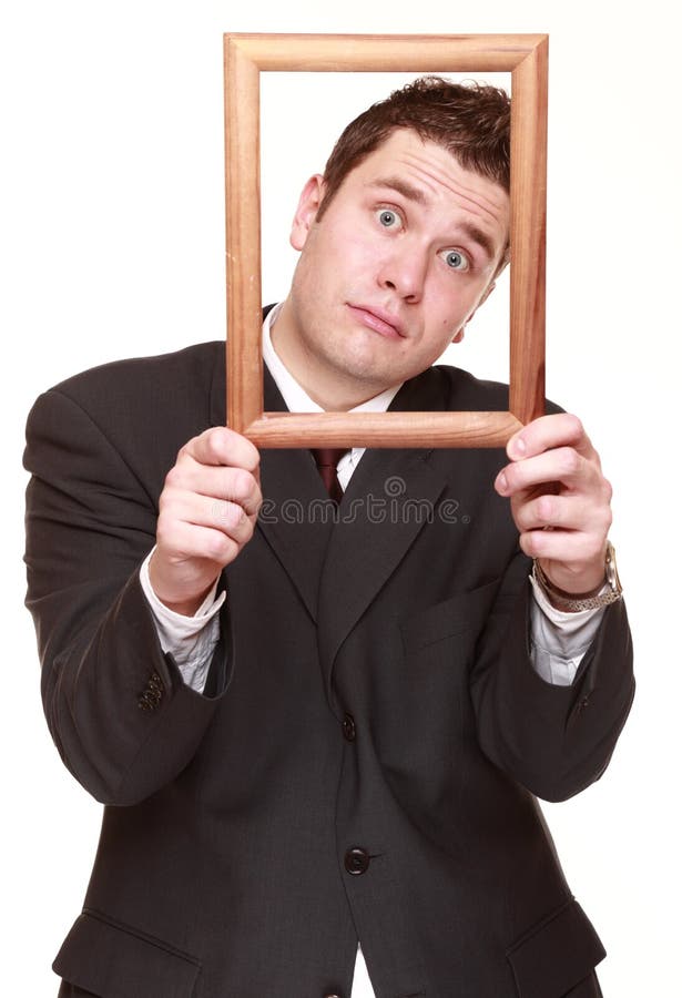 Business Man with Empty Frame Facial Expression Stock Image - Image of ...
