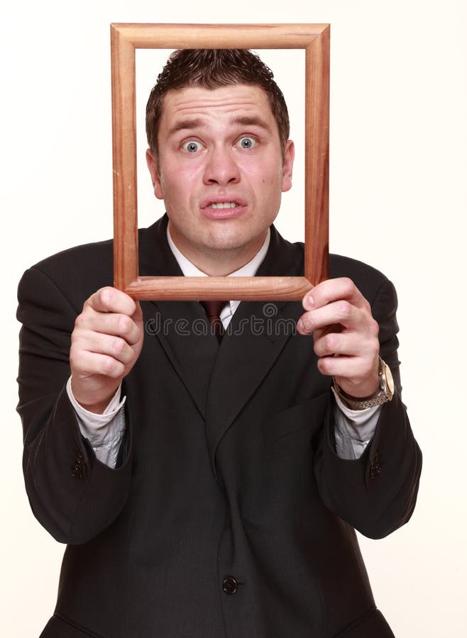 Business Man with Empty Frame Facial Expression Stock Image - Image of ...