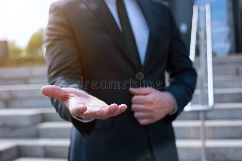 Business Man with Empty Hand Stock Image - Image of people, showing ...