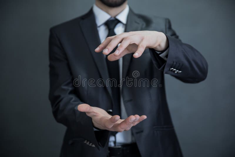 Business Man with Empty Hand Stock Photo - Image of empty, male: 195269274