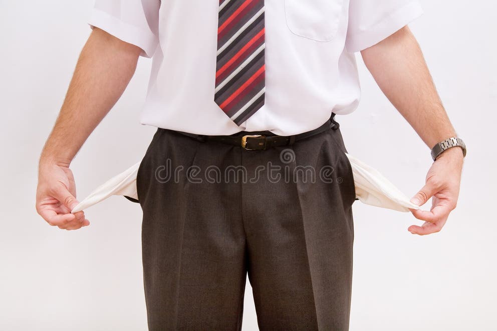 Business Man with Empty Pockets Stock Image - Image of broke, hands ...