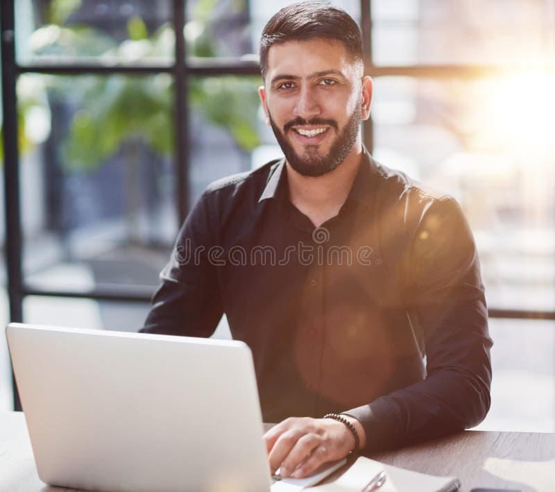 Business Man Executive Coach Talking Using Laptop Computer Stock Photo ...