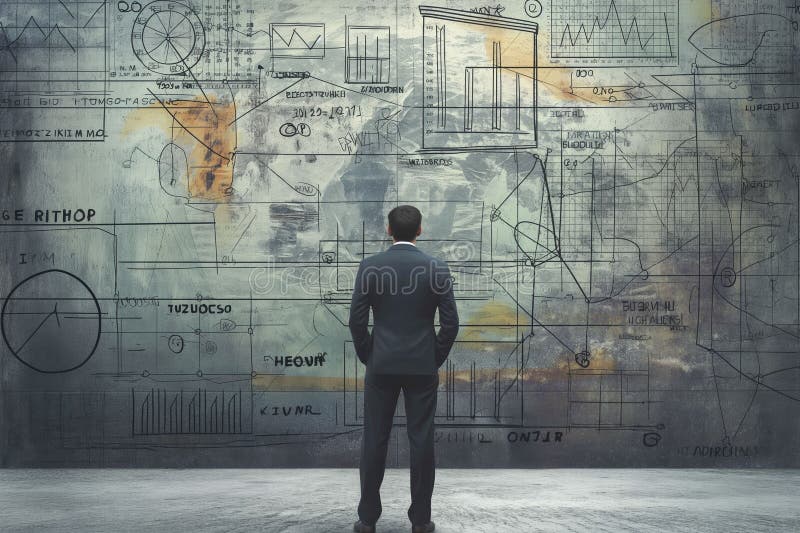 Business Man at the Executive Level Analyzes the Work Strategy of the ...