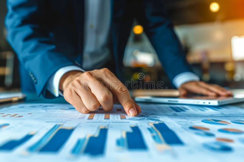 Business Man at the Executive Level Analyzes the Work Strategy of the ...