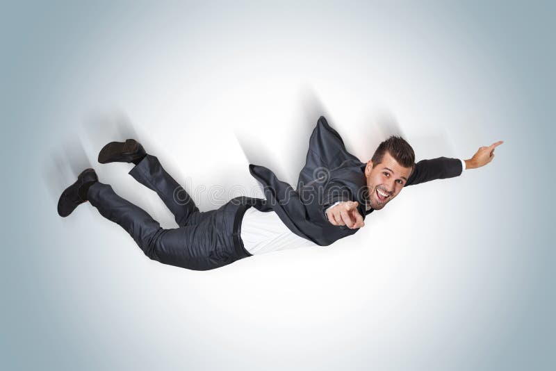Business Man Falling from the Blu Sky Stock Image - Image of emotions ...