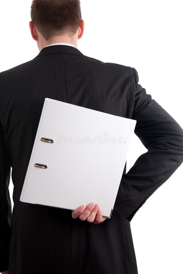 Business Man with a File Folder Behind His Back Stock Photo - Image of ...