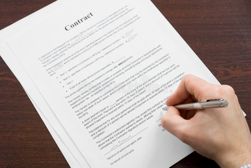 Business Man Filling Out Contract Stock Image - Image of agreement ...