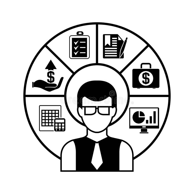 Business Man and Financial Management Stock Illustration - Illustration ...