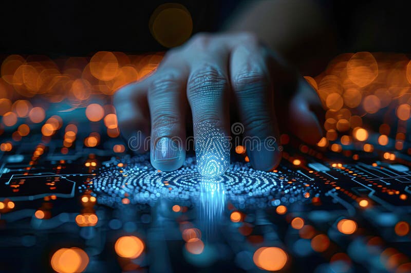 Business Man Fingerprint Scanning and Biometric Authentication ...