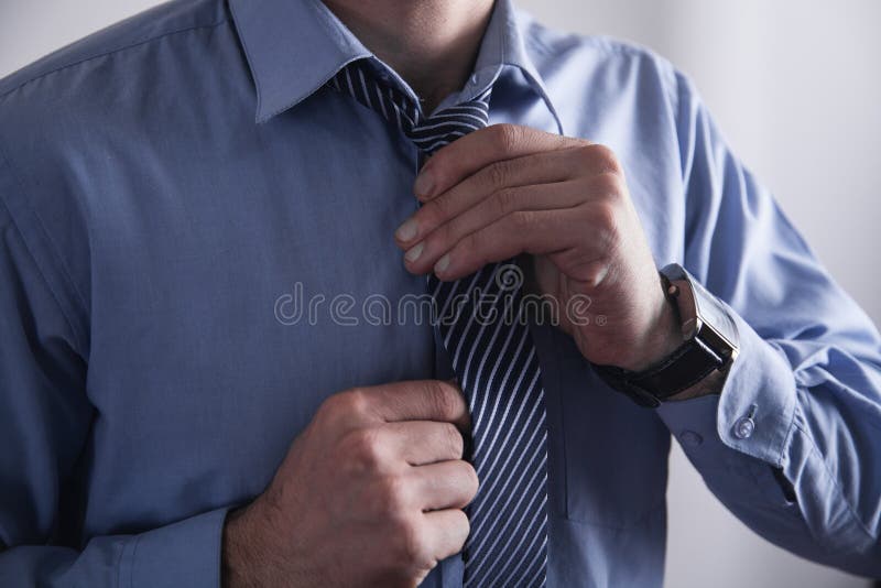 Business Man Fixing His Tie Stock Image - Image of finger, business ...