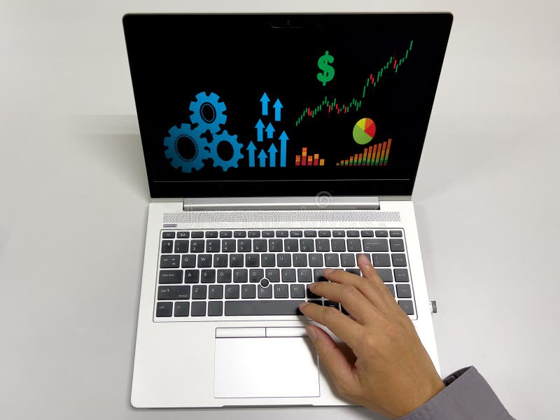 Business Man Floating Icon Show Uptrend Industrial Stock Photos - Free ...