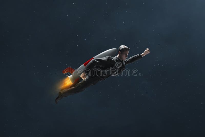 Business Man Fly 3d Illustrations Stock Illustration - Illustration of ...
