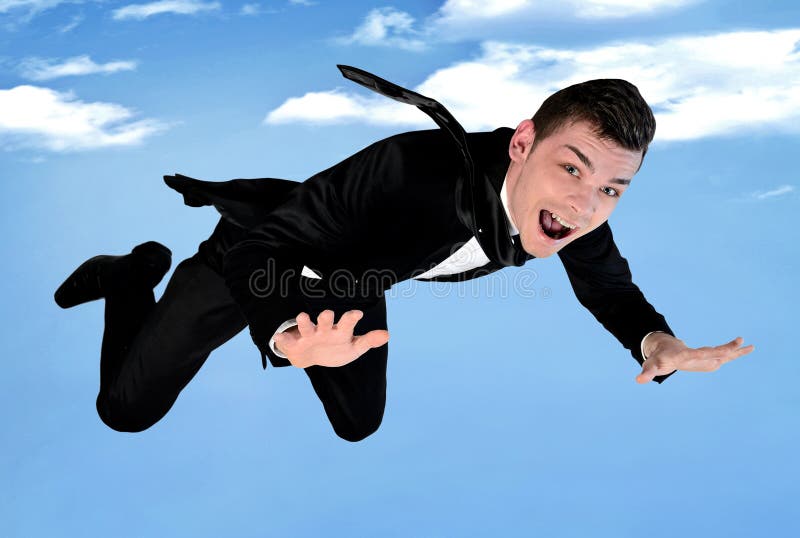 Business man fly stock photo. Image of good, employee - 56303418