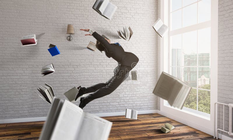 Business Man Flying Up . Mixed Media Stock Image - Image of person ...