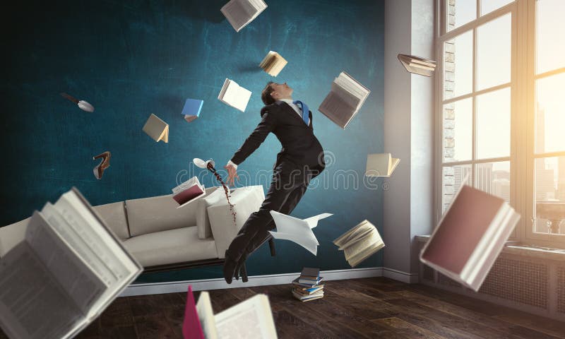 Business Man Flying Up . Mixed Media Stock Image - Image of young ...