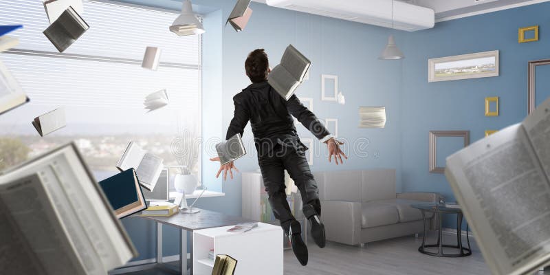Business Man Flying Up . Mixed Media Stock Photo - Image of dream, work ...