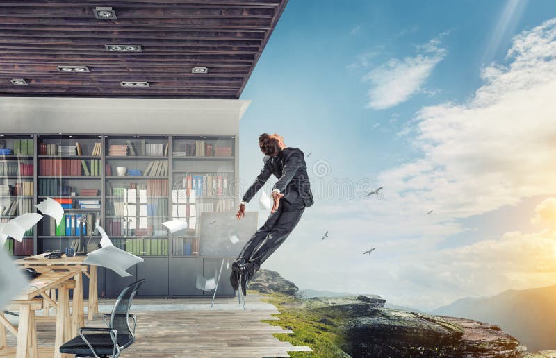 Business Man Flying Up . Mixed Media Stock Image - Image of work, jump ...