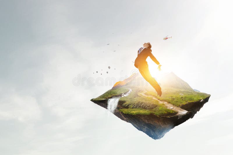 Business Man Flying Up . Mixed Media Stock Photo - Image of manager ...