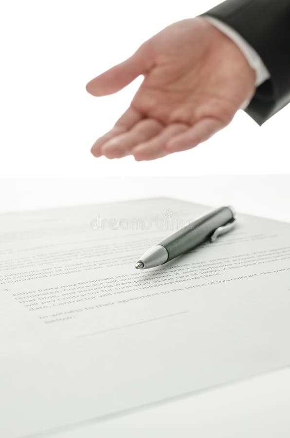 Business Man Gesturing To Sign a Contract Stock Photo - Image of ...