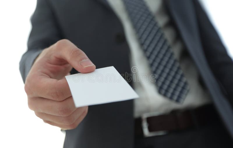 Business Man Giving Business Card on Bright Background Stock Photo ...
