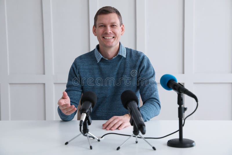 Business Man Giving Interview at Official Event Stock Image - Image of ...