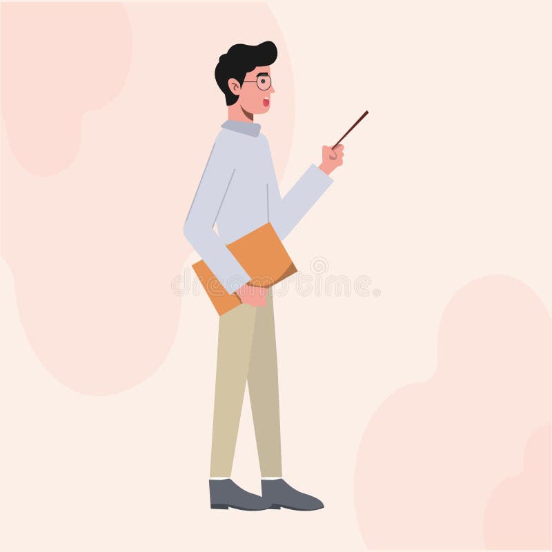 A Business Man with Glasses Flat Character Standing Side View ...