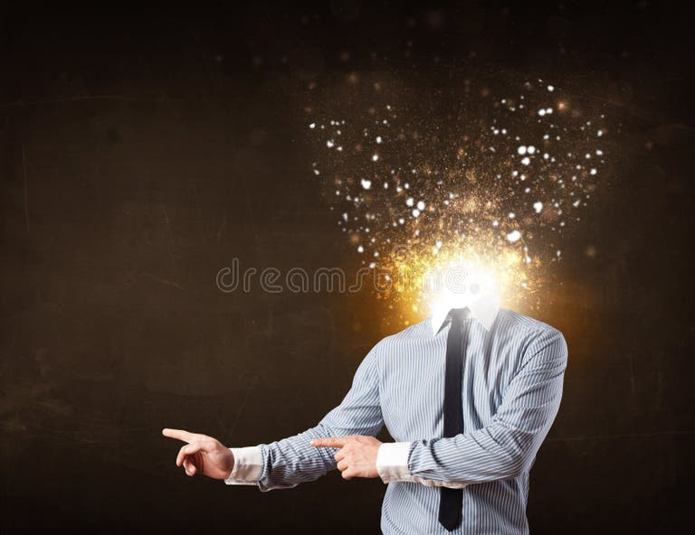 Business Man with Glowing Exploding Head Stock Photo - Image of crack ...
