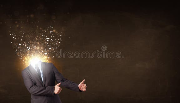 Business Man with Glowing Exploding Head Stock Image - Image of crazy ...