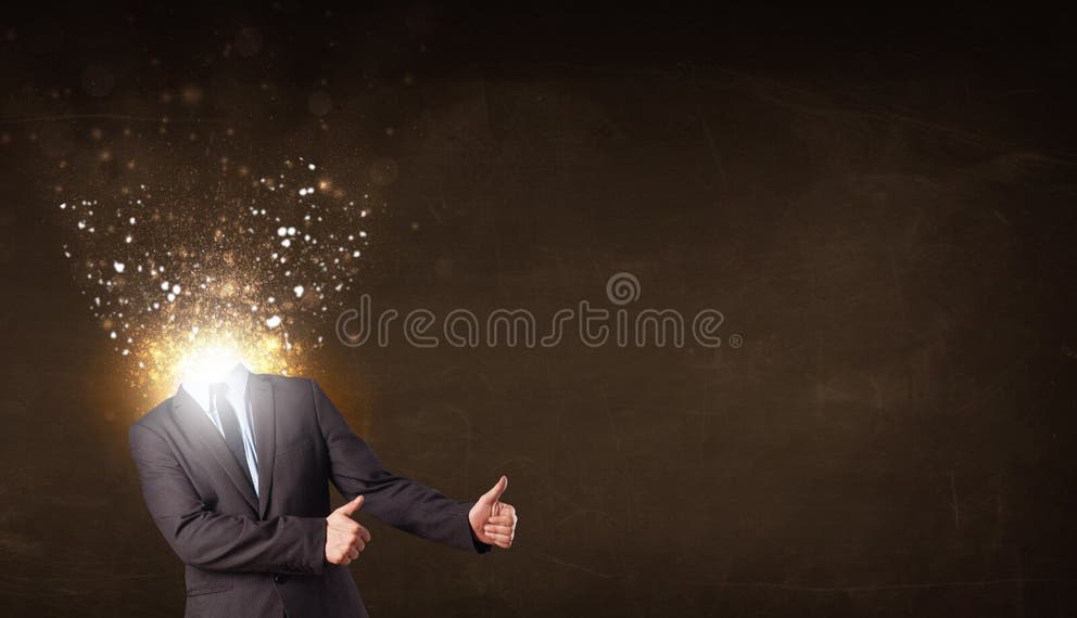 Business Man with Glowing Exploding Head Stock Image - Image of crazy ...